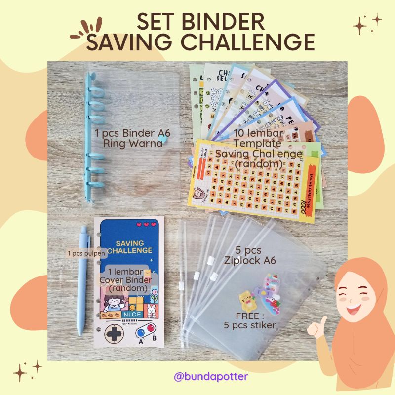 Jual (SIAP KIRIM) Paket Binder Tantangan Menabung/Set Binder Saving Challenge/ Binder Tabungan ...