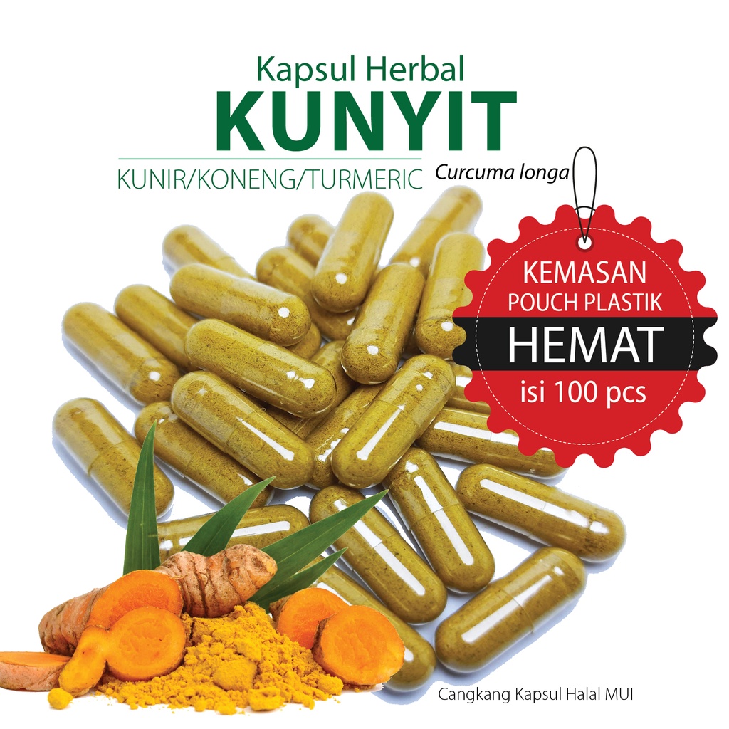 Jual KUNYIT Kapsul Herbal Kemasan Hemat - isi 100 pcs | Shopee Indonesia