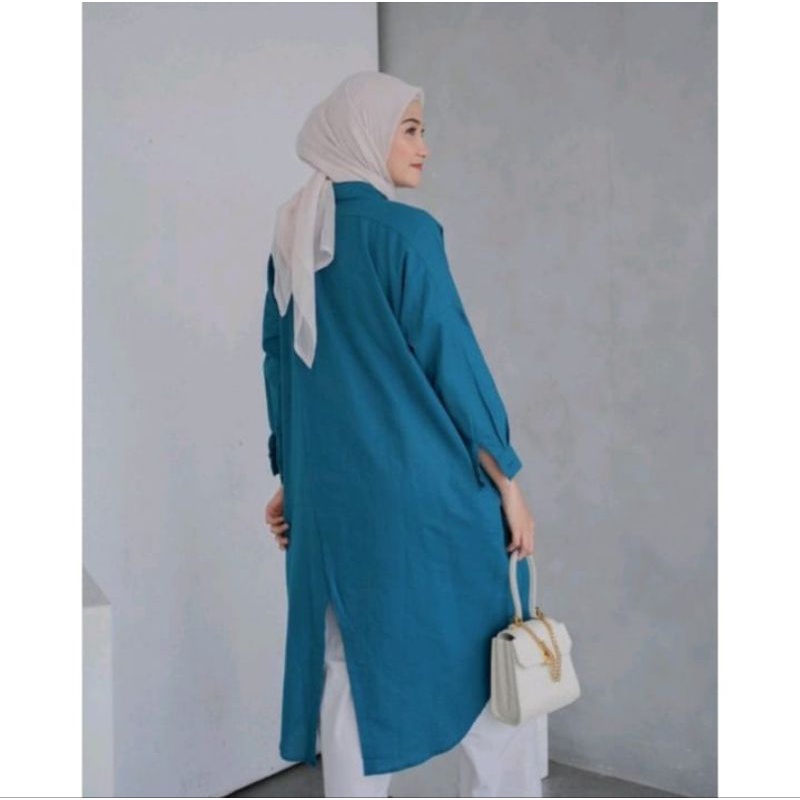 Jual Dwyne Tunik - Kemeja Linen Wanita - Oversized Shirt Linen | Shopee ...