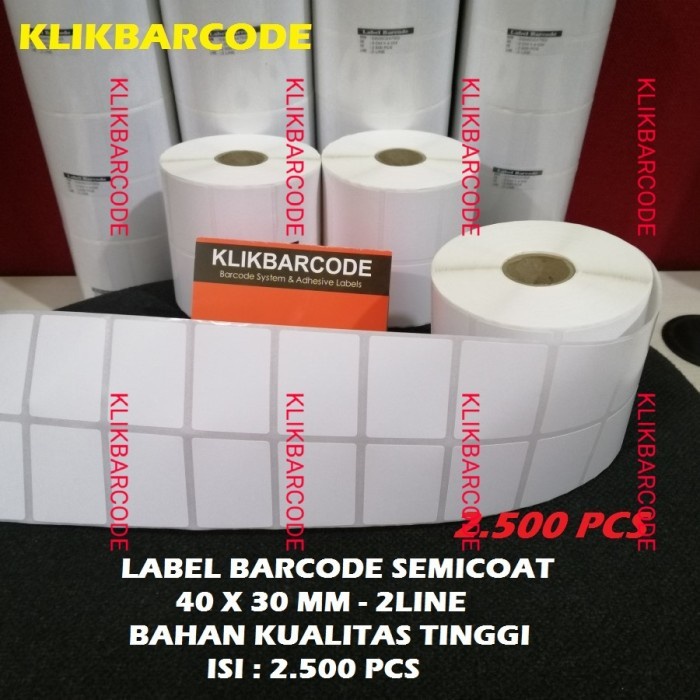 Jual Stiker Label Barcode Semicoat 40x30 mm / 4 x 3 cm - 2 Line - 2.500 ...