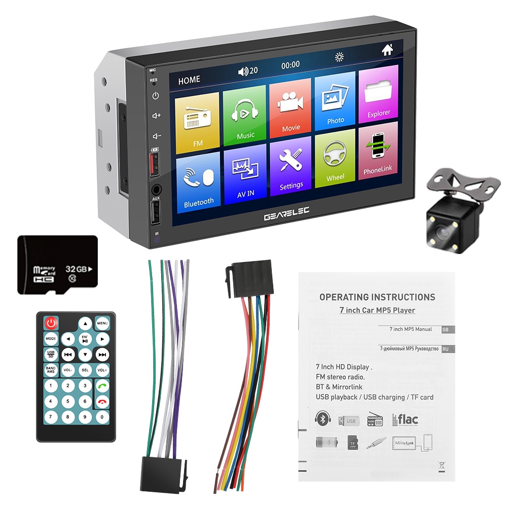 Jual GEARELEC 7002 Bluetooth Stereo Mobil 7 inci Layar 2DIN In-Dash ...