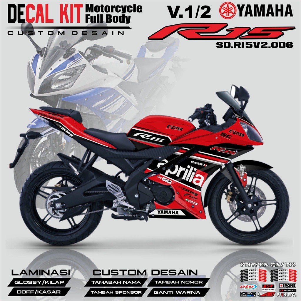 Jual Decal R15 V1 V2 - Dekal Stiker Striping Fullbody Fullblock List ...