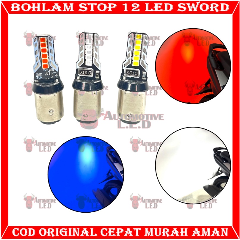 Jual ORIGINAL LAMPU REM MOTOR 12 LED MODEL PEDANG SUPER TERANG | BOHLAM ...