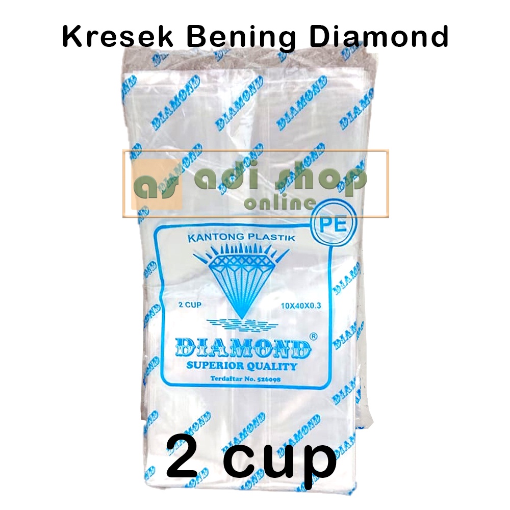 Jual Kantong Plastik Kresek Bening PE 2 CUP Diamond | Shopee Indonesia