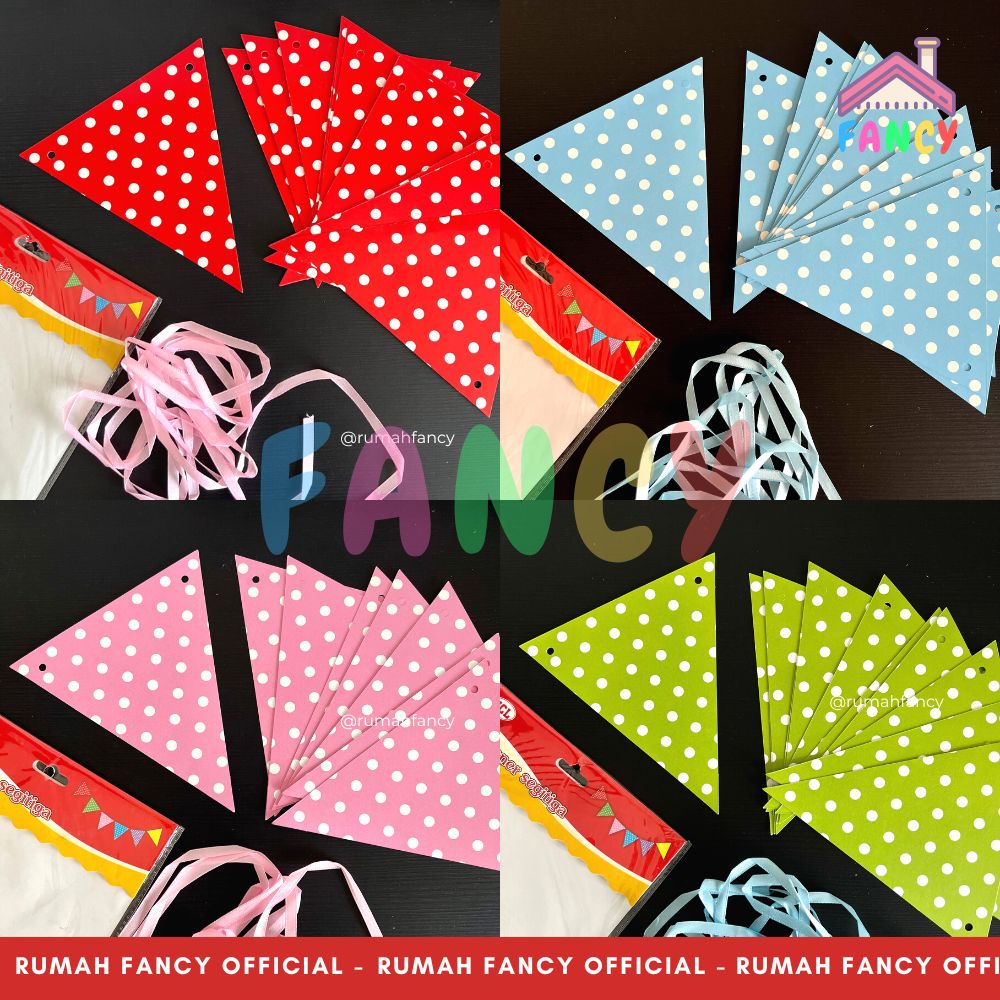 Jual Banner SEGITIGA Polkadot/Bunting Flag/Bendera Ulang Tahun Segitiga ...