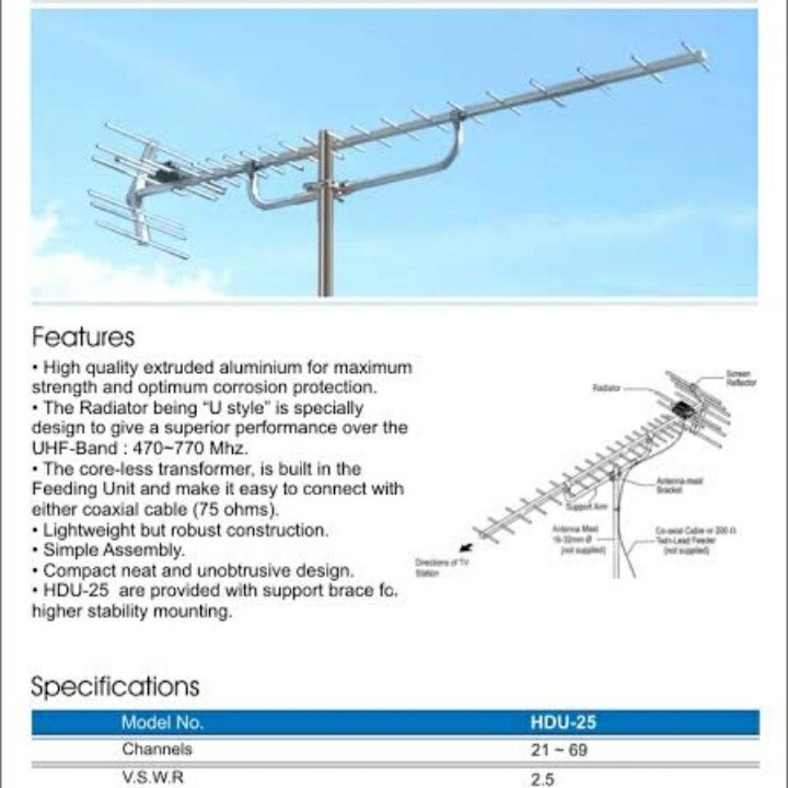 Jual Antena Antene Antenna Digital PF HD-U25 HD U25 for STB UHF PHF ...