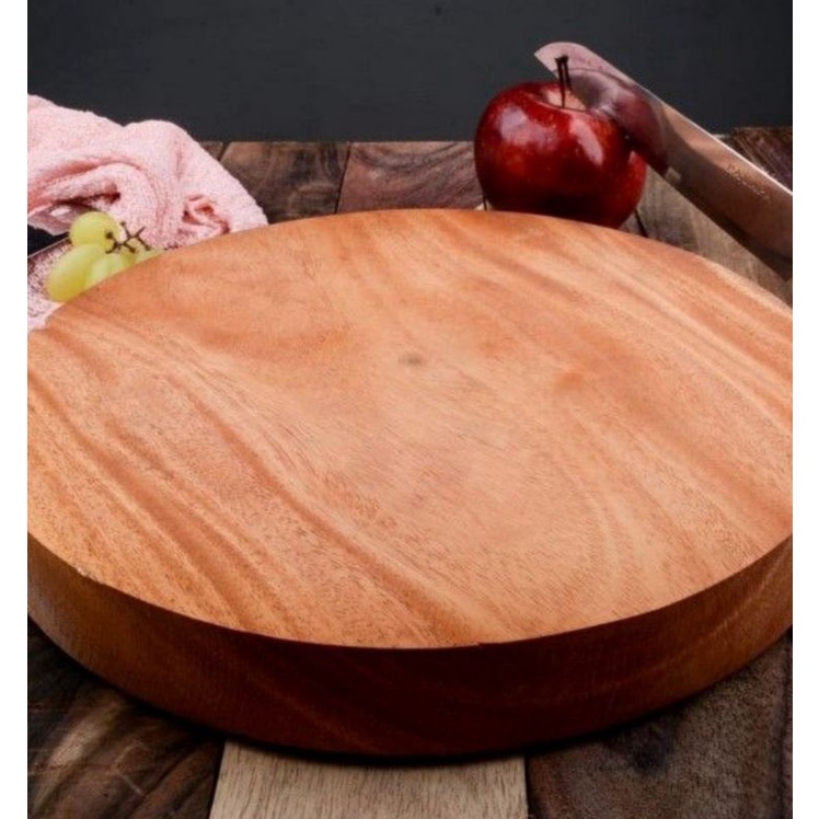 Jual talenan kayu bulat tebal wooden cutting board | Shopee Indonesia