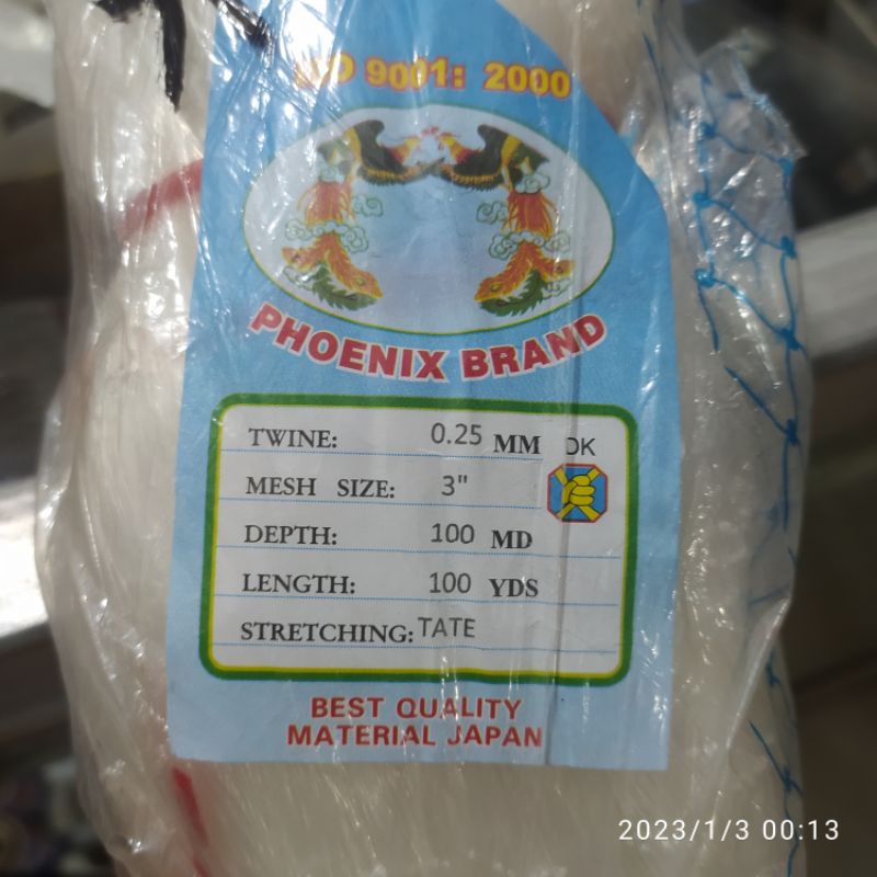 Jual jaring ikan 3 inch 0.25 merk PHOENIX BRAND | Shopee Indonesia