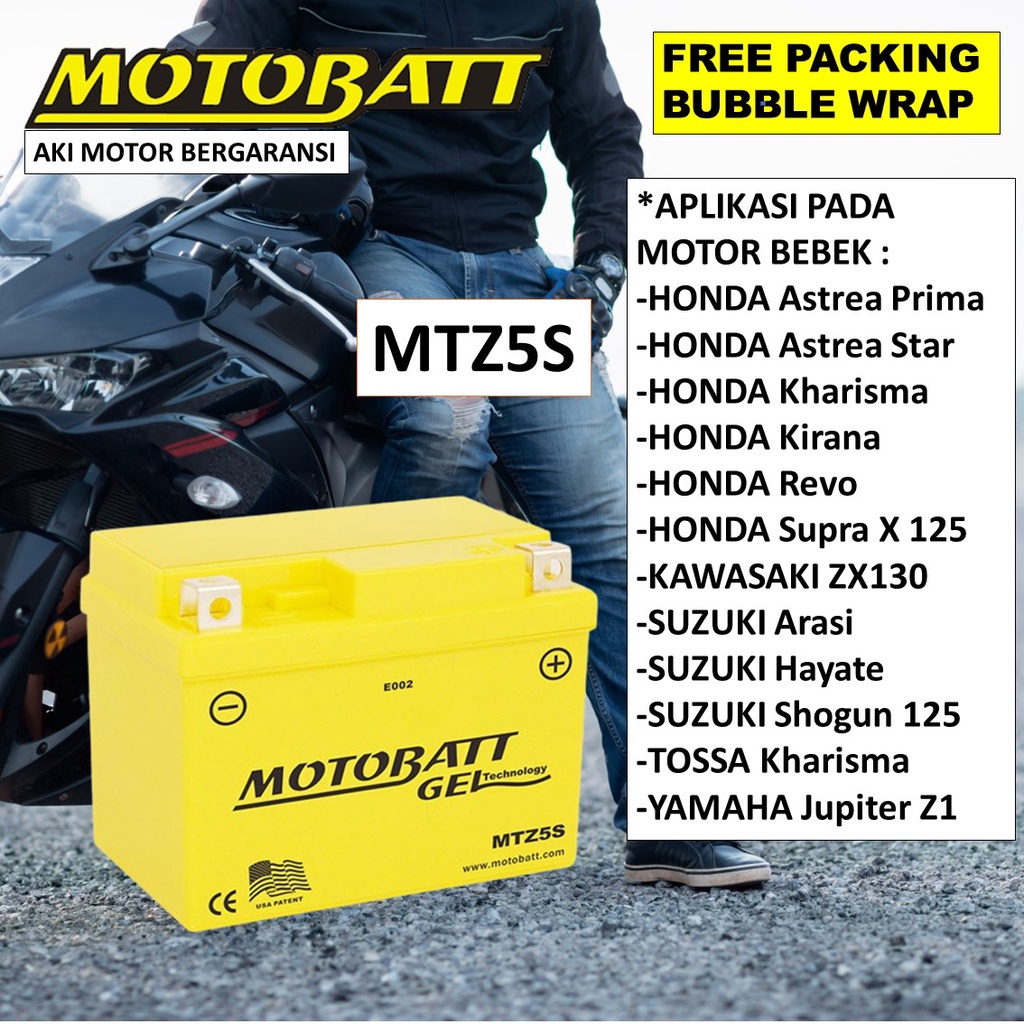 Jual MOTOBATT MTZ5S Accu Gel Aki Motor Bebek Astrea Star Hayate Shogun ...