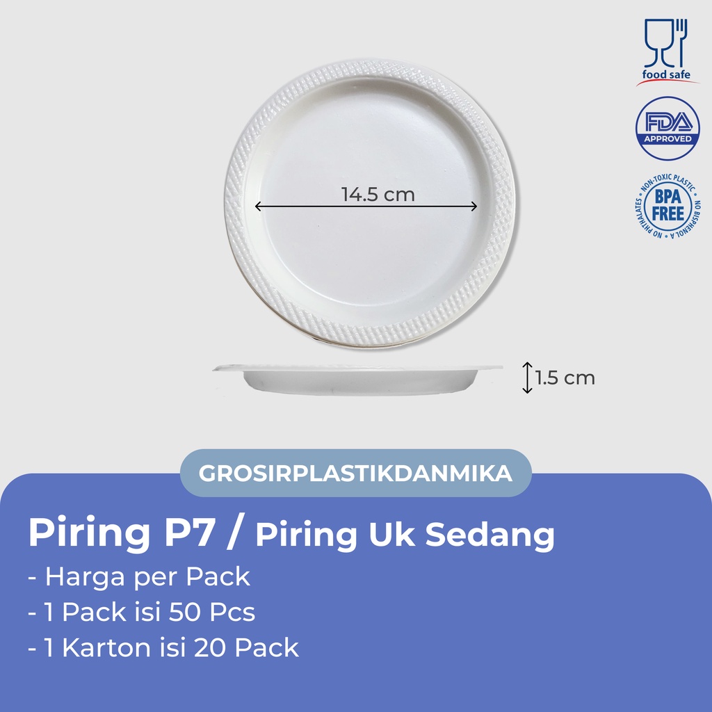 Jual PIRING UKURAN SEDANG P7 / PIRING PLASTIK PUTIH SUSU TAHAN PANAS ...