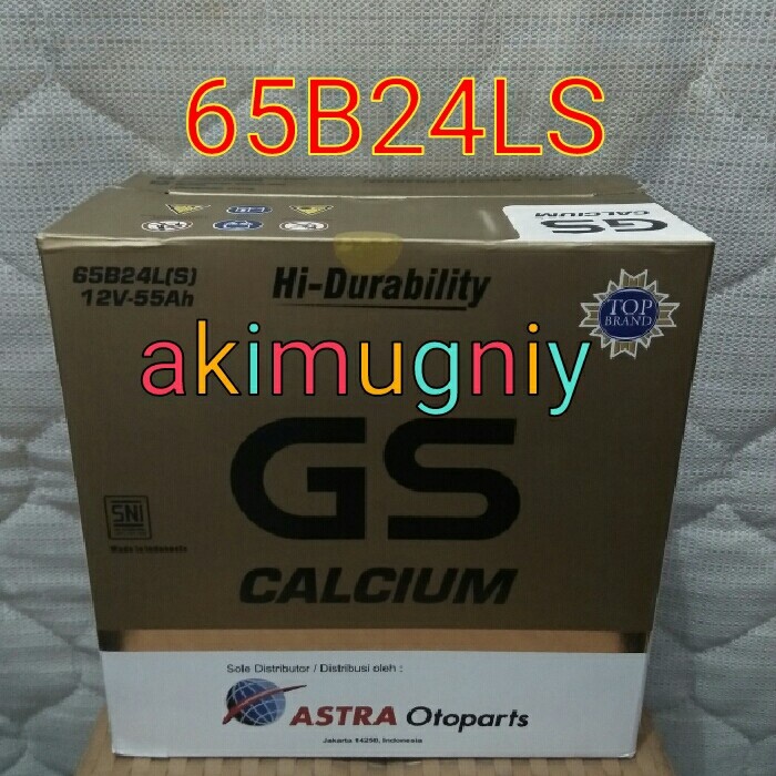 Jual aki gs astra calcium 65b24ls ns60ls 12v 55ah crv hrv yaris vios stream | Shopee Indonesia