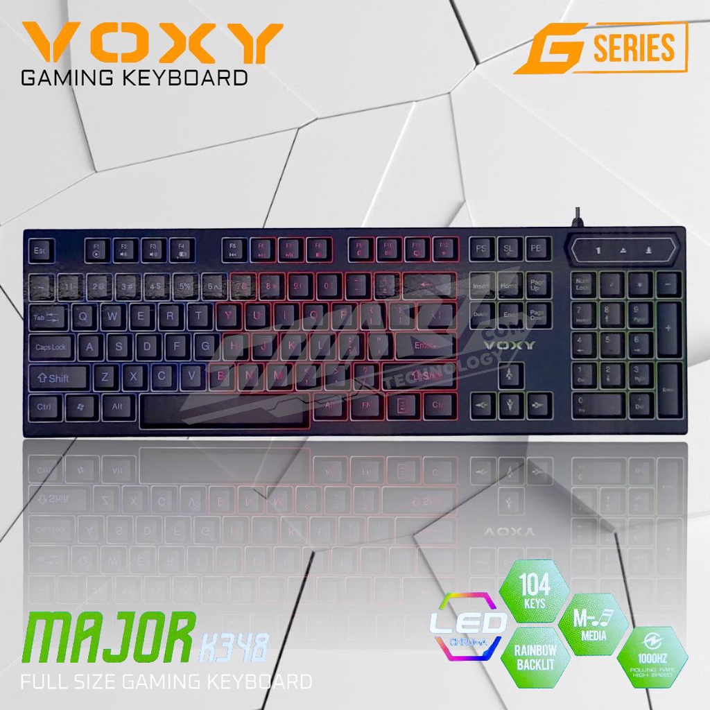 Jual KEYBOARD GAMING VOXY MAJOR K348 LED RGB / KEYBOARD GAMING RGB | Shopee Indonesia