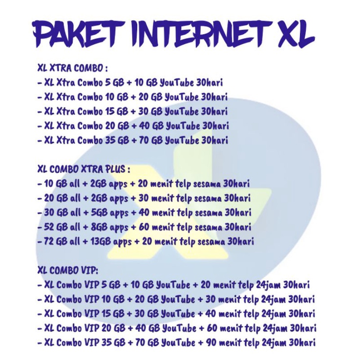 Jual Isi ulang Paket XL XTRA COMBO, Xtra Combo Plus, Combo VIP, Paket ...