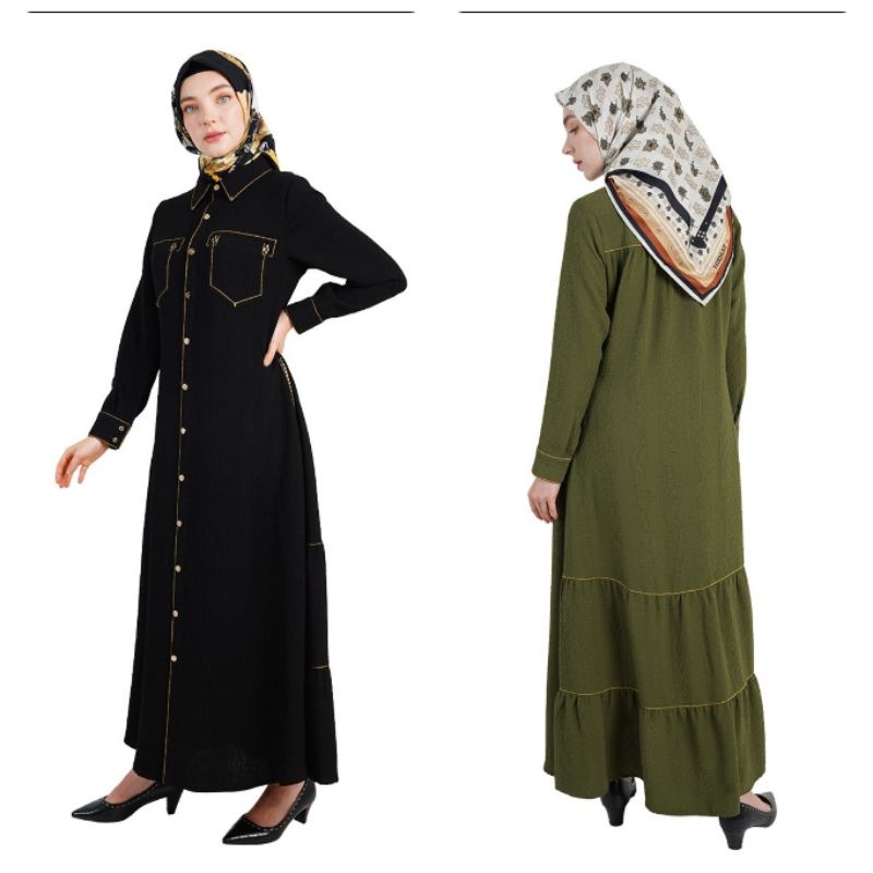 Jual Abaya Hikmat C4522 Green dan Black ORIGINAL (TANPA kerudung ...