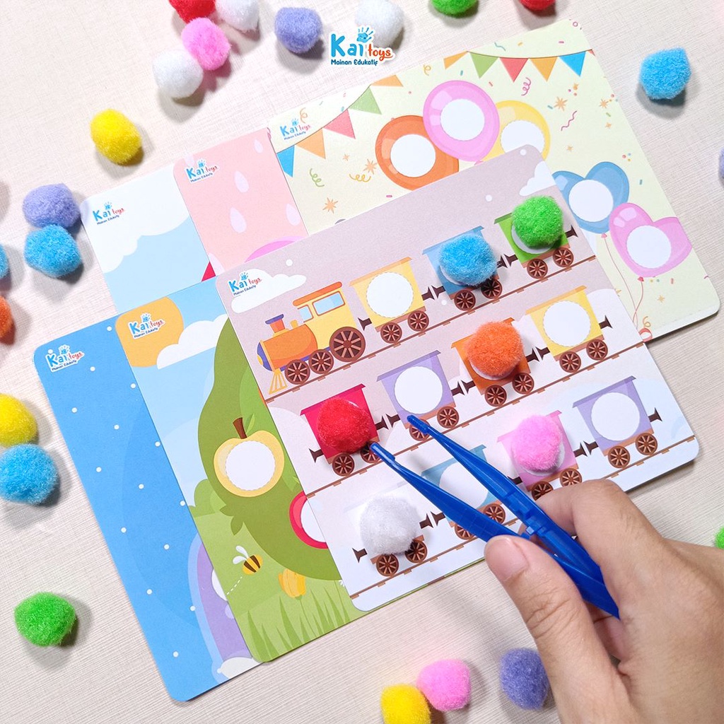 Jual Pompom Activity Card / Aktivitas Bermain Pompom / Paket Bermain ...