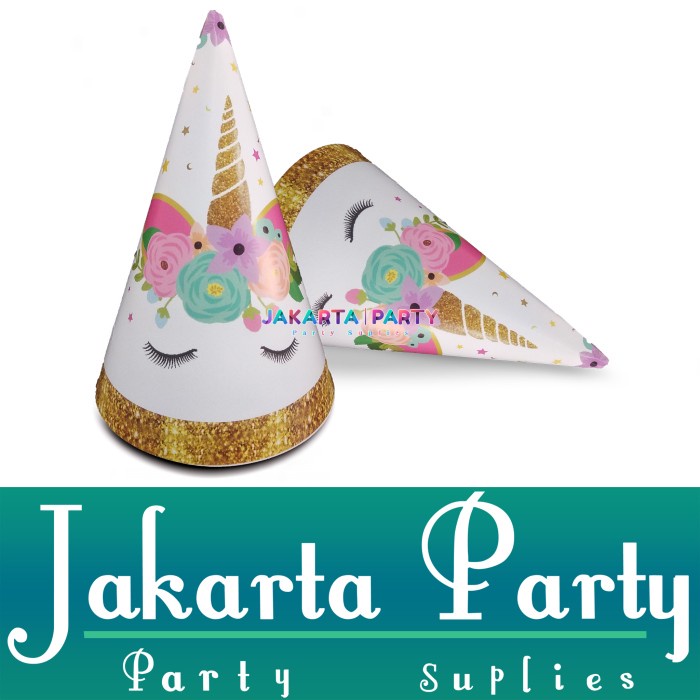 Jual Topi Ultah Kerucut Unicorn #3 / Topi Ultah Unicorn / Topi Ulang ...