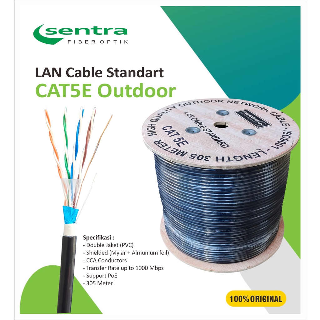 Jual Kabel Cat 5e FTP LAN Cat 5e OUTDOOR - 1 roll 305 meter Original ...