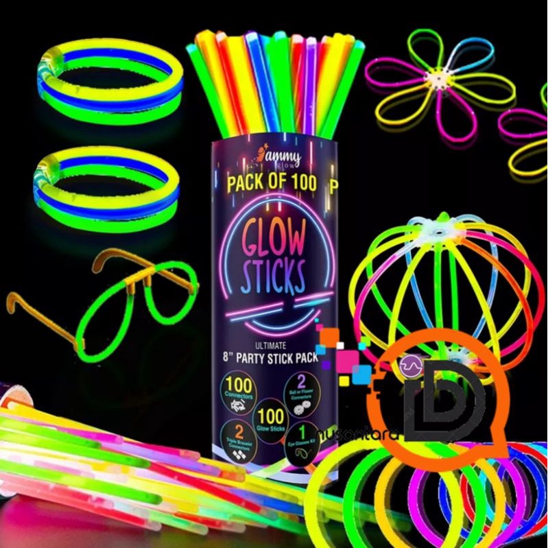 Jual Glowing stick 1PACK ISI 100 / glow stik / gelang pospor glow in ...