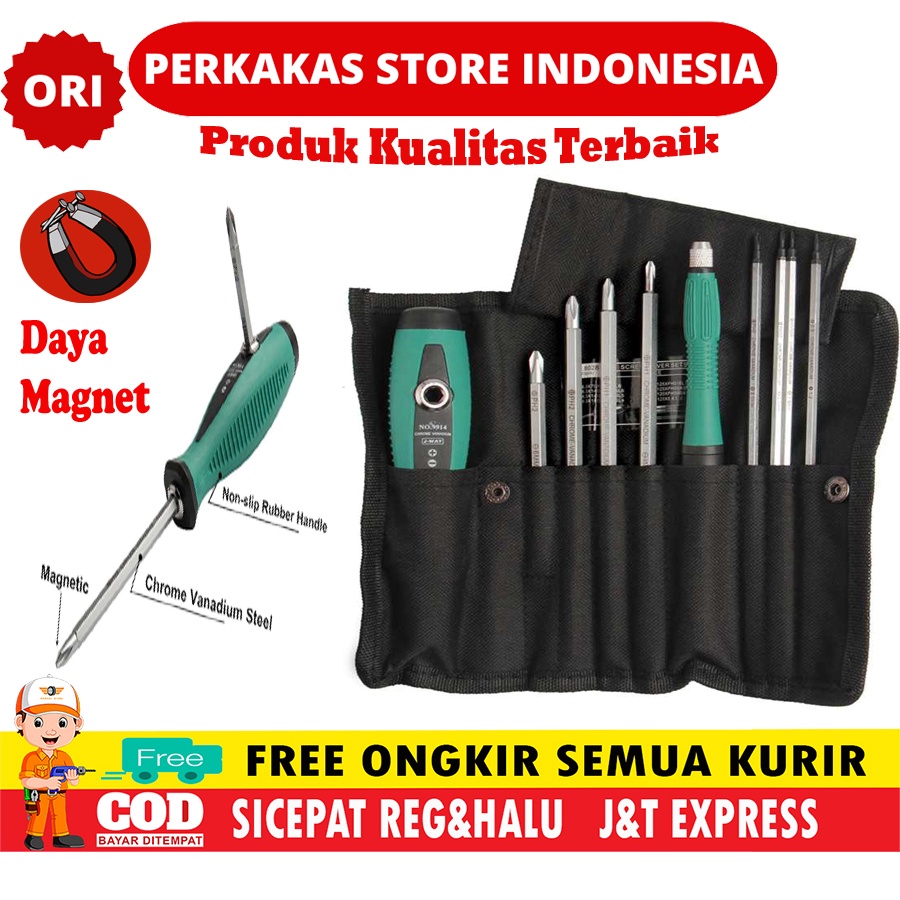 Jual Paket Lengkap Obeng Kembang Plus Magnet Bolak Balik Peralatan ...