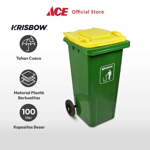 Jual Ace Krisbow 100 ltr Tempat Sampah Dengan Tutup - Hijau/Kuning Tong Sampah Plastik Dengan ...