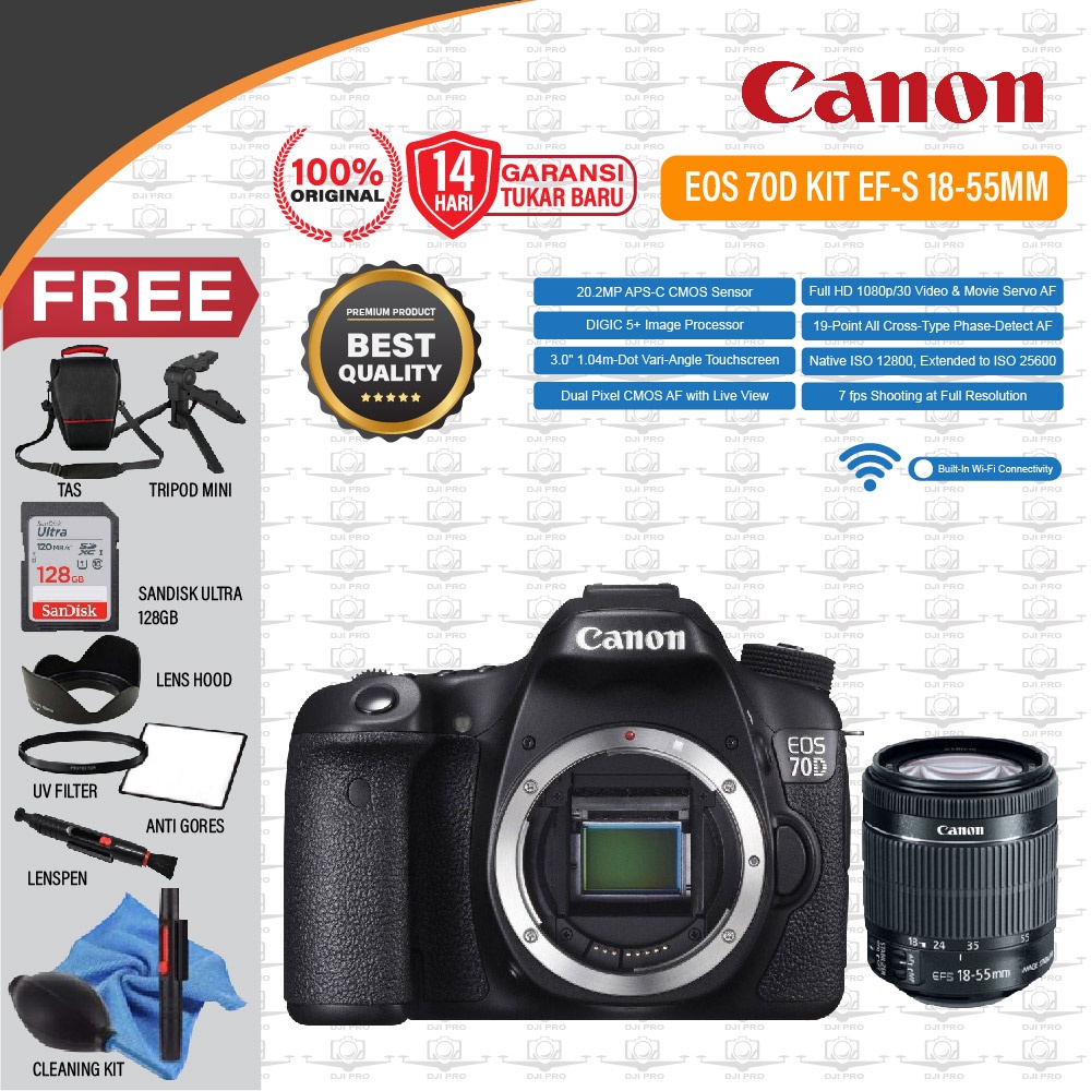 Jual Canon EOS 70D KIT EF-S 18-55MM IS STM Lens / Body Only - BO Camera ...