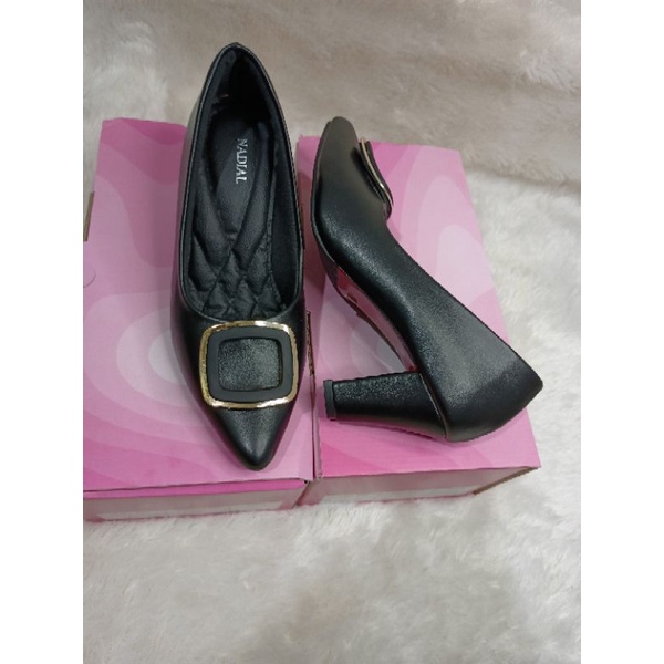 Jual sepatu pansus wanita kerja hak 7 cm pita petak | Shopee Indonesia