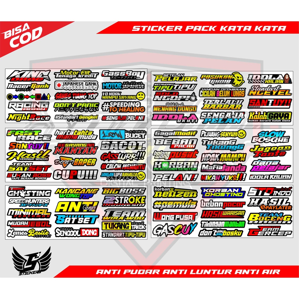 Jual STICKER PACK KATA-KATA RACING / STICKER RACING / STICKER MOTOR ...