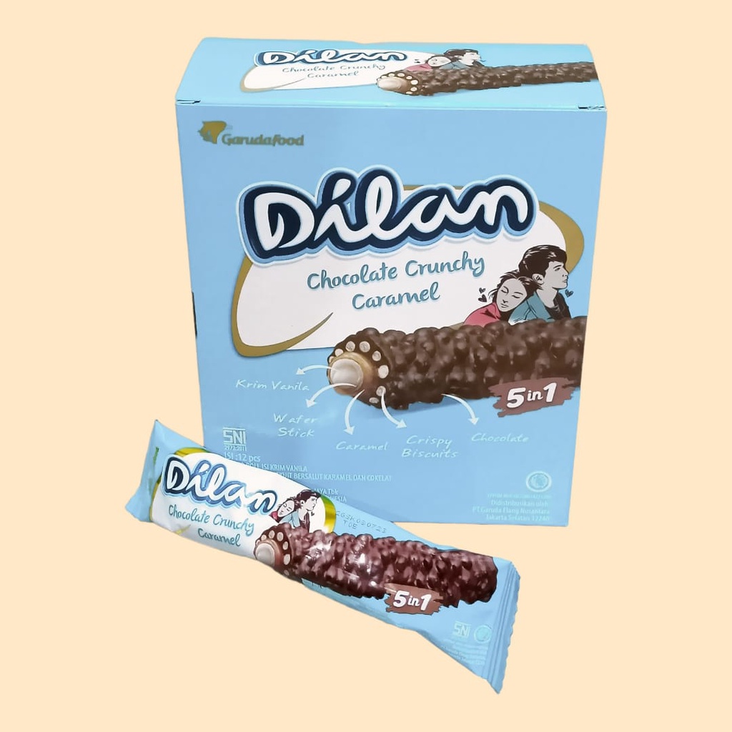 Jual DILAN Crunchy Choco Caramel & Keju Wafer Roll Stick Coklat [12 pcs ...