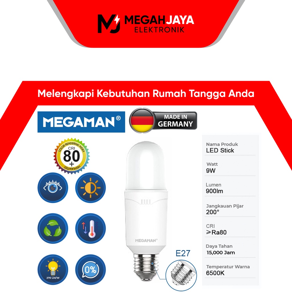 Jual [COD READY] LAMPU LED / BOHLAM MEGAMAN P-BULB / YTP38Z1 9W / 9 W / 9 WATT 6500K (GARANSI ...