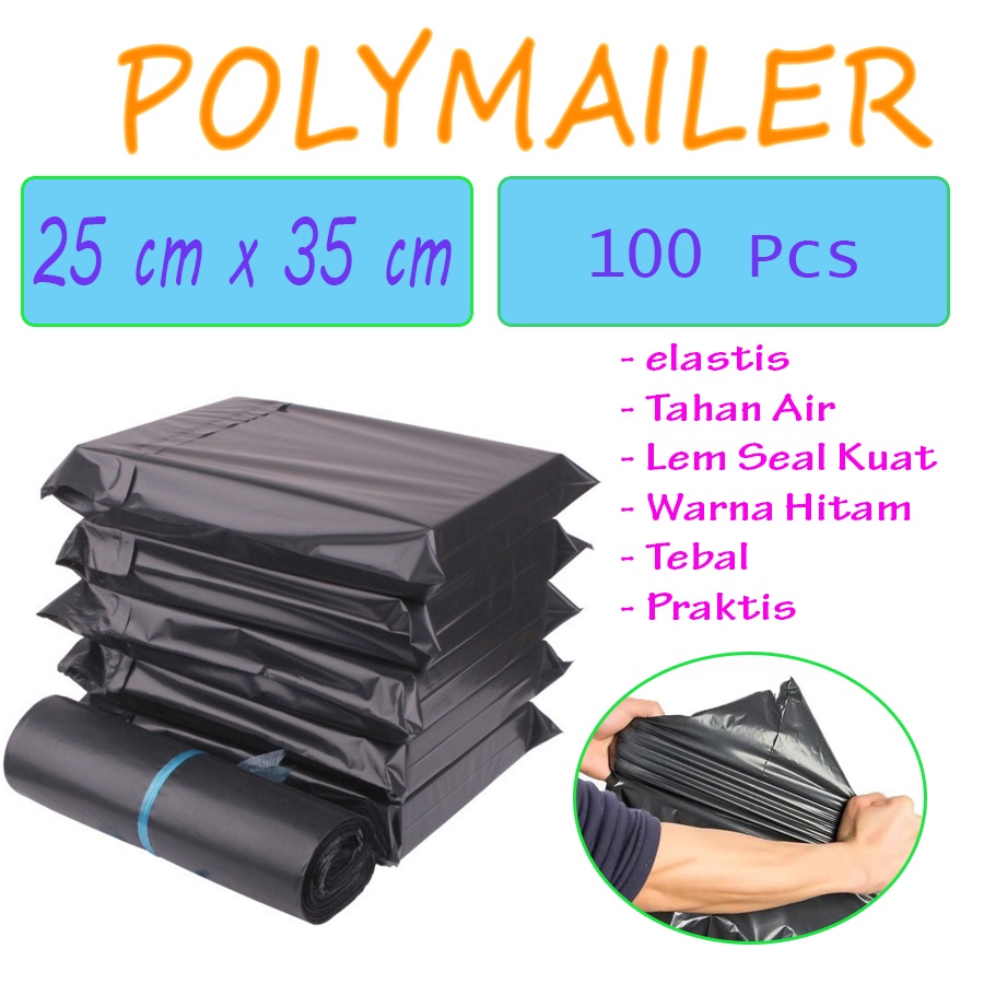 Jual [100 pcs] Polymailer Plastik Packing LDPE HITAM TEBAL 25 x 35 cm ...