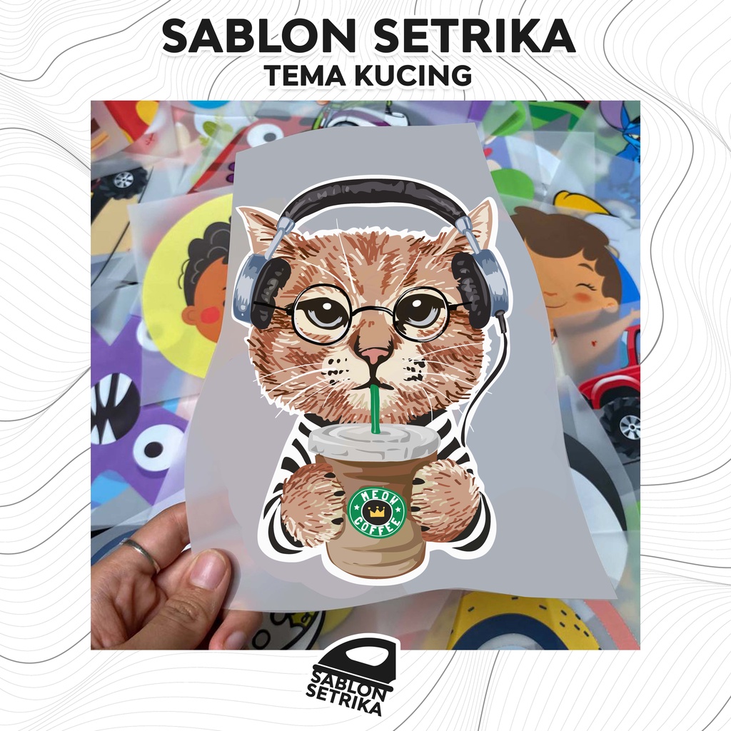 Jual SABLON SETRIKA SABLON DTF PRINTING TEMA KUCING | Shopee Indonesia