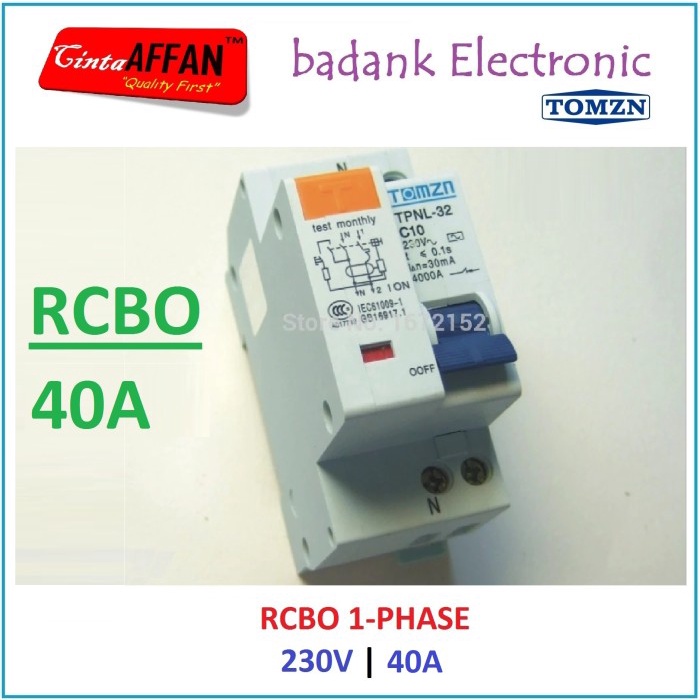 Jual RCBO AC C40 40A 230V 1P+N Residual Current Operated Circuit Breaker NAI27 | Shopee Indonesia