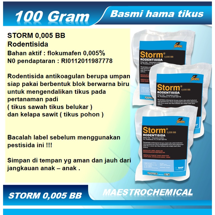 Jual Umpan Tikus Racun STORM 0,005BB Rodentisida Ampuh Basmi Tikus 100 ...