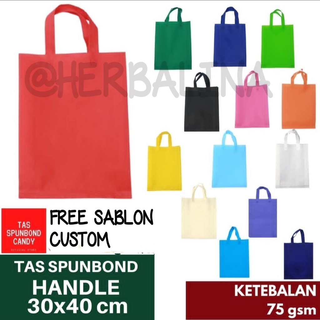 Jual Tas Spounbond Tali Goodie Bag Free Sablon Custom 30 x 40 x 8 Tas ...
