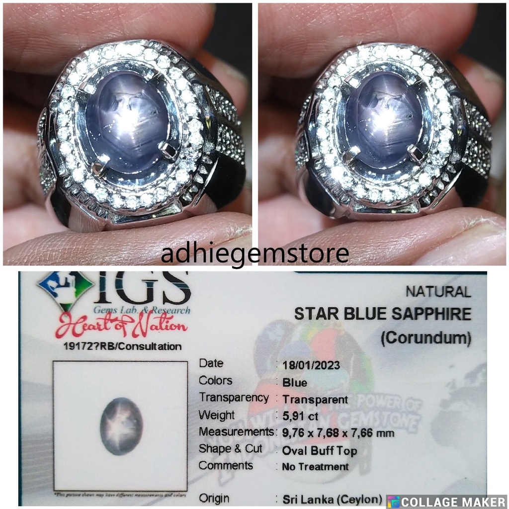 Jual Batu cincin 5.91ct natural star blue sapphire srilanka ceylon | Shopee Indonesia