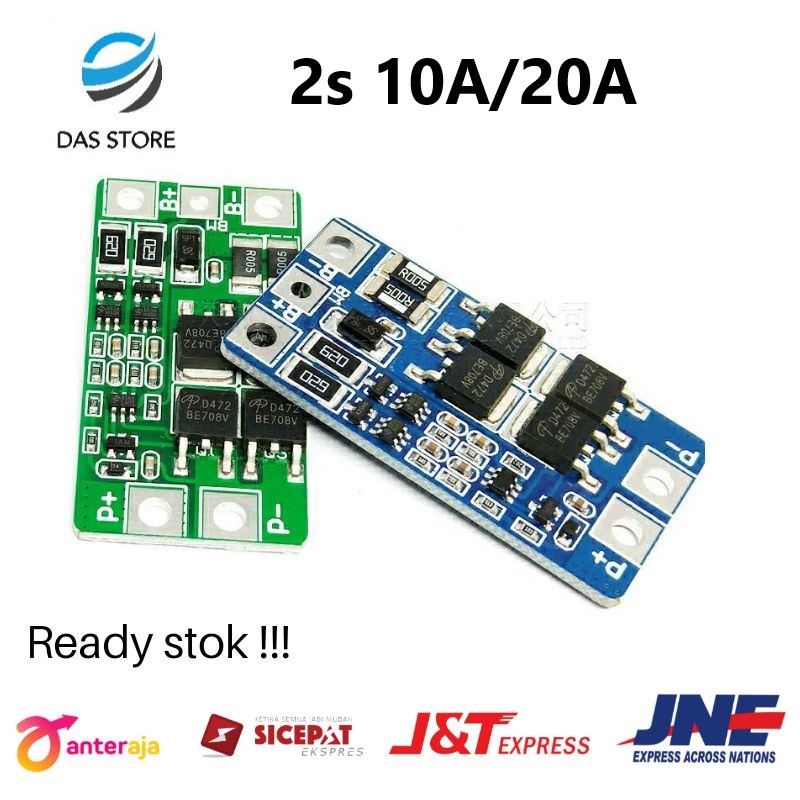 Jual BMS 2S 7.4v Li ion lithium 18650 battery charger modul 10A 20A ...
