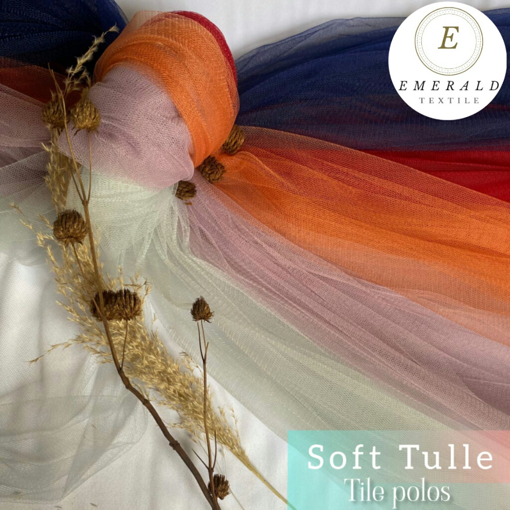 Jual SETENGAH METER Kain Tile Polos / Kain Soft Tulle / Bahan Tile ...