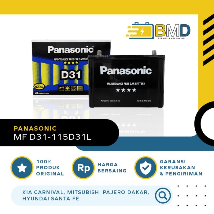 Jual Aki Mobil Panasonic D31 / 115D31L untuk Camry, Fortuner, Alphard ...