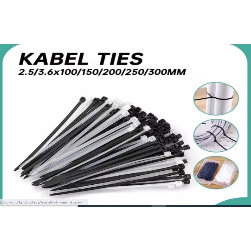 Jual Kabel ties 2.5X150 mm Warna PUTIH/HITAM 1PACK Isi 100PCS | Shopee Indonesia