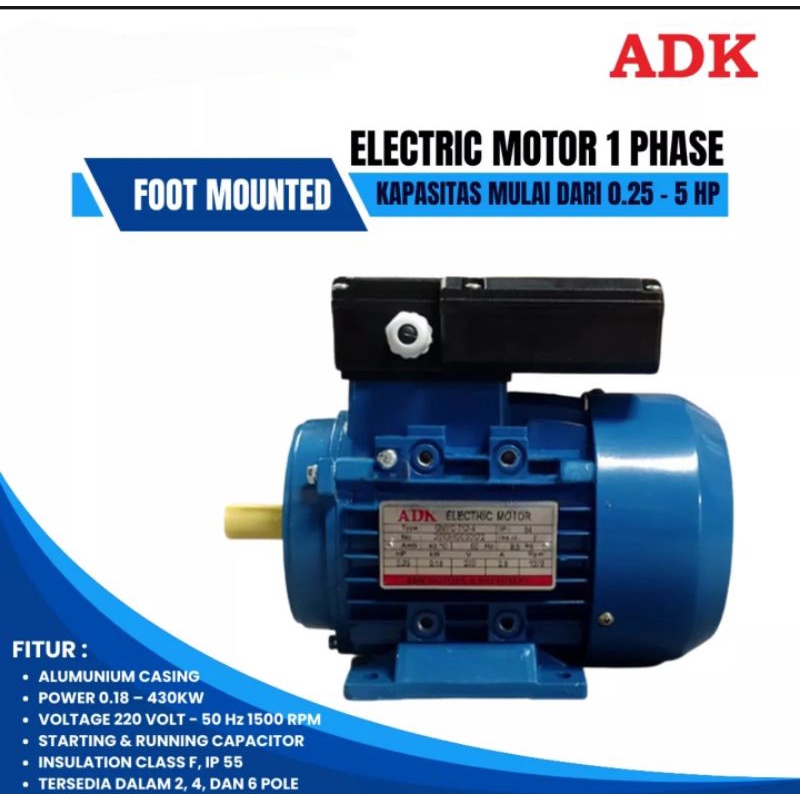 Jual DINAMO ELEKTRO MOTOR ADK 3HP 1PHASE RPM 2850 | Shopee Indonesia