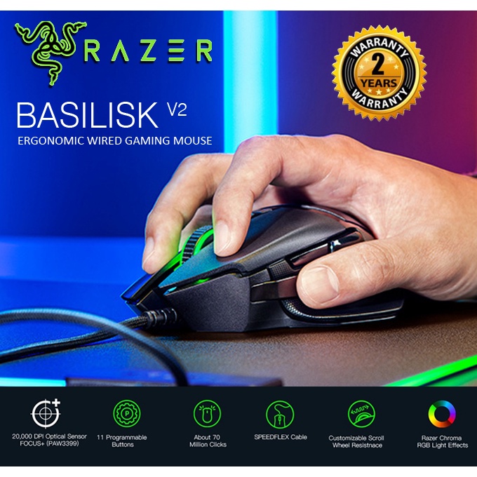 Jual RAZER Basilisk V2 Ergonomic Wired Gaming Mouse | Shopee Indonesia