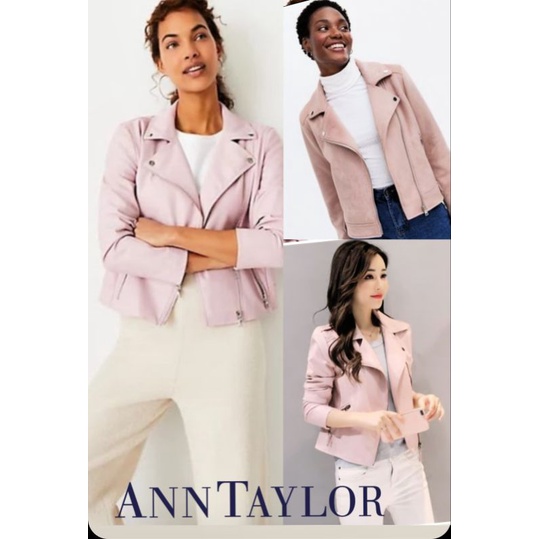 Jual Ann Taylor moto Jacket faux leather PINK (original guarantee ...