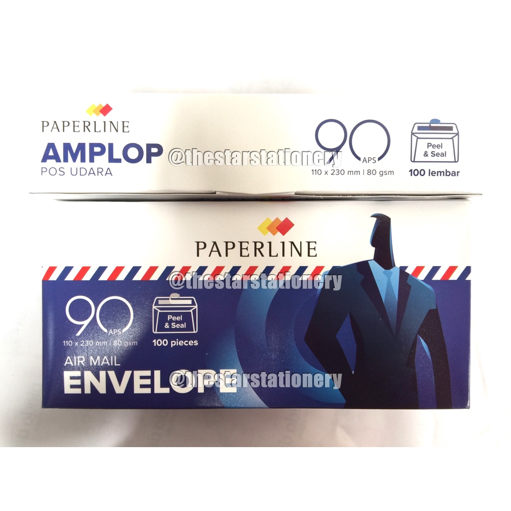 Jual (1 Pack isi 100 Lembar) Amplop Paperline 90 Airmail Perekat Ukuran ...