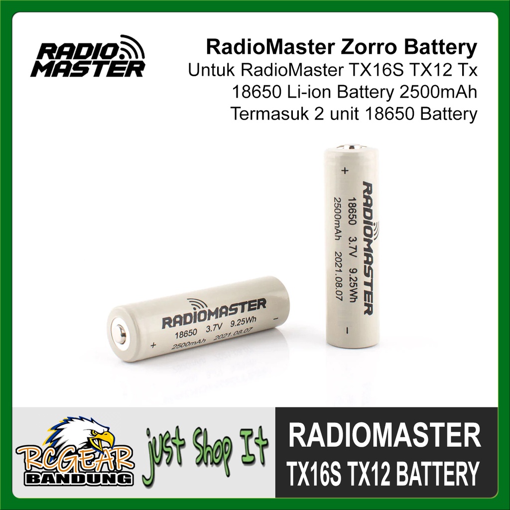 Jual RadioMaster 18650 Li-ion Battery 2500mAh 3.7V (2pcs) for TX16S ...