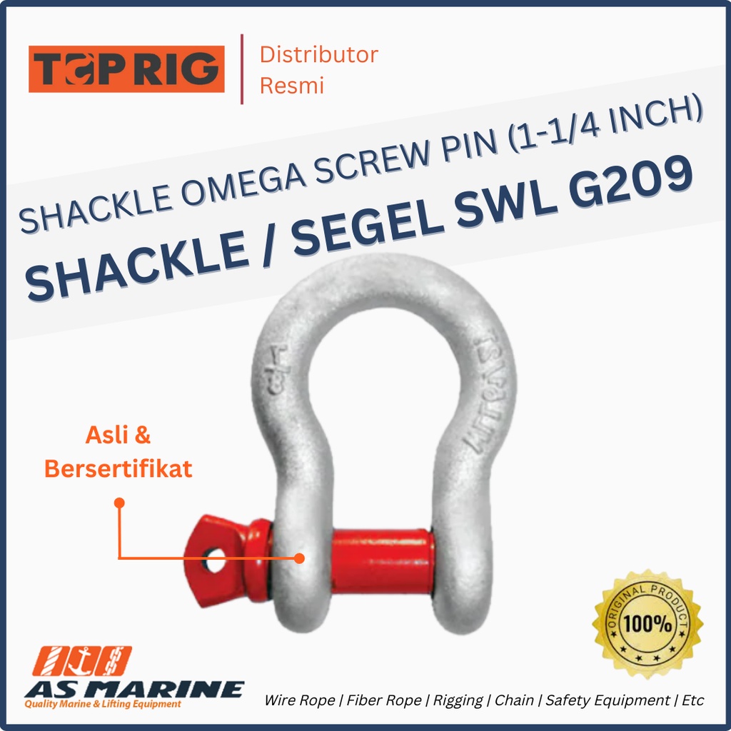 Jual TOPRIG Shackle Omega / Segel Omega G209 Screw Pin 1-1/4 Inch (12 ...