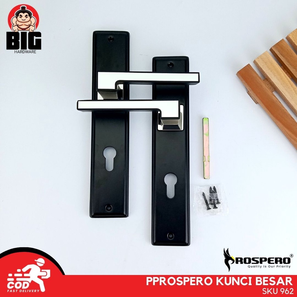 Jual Prospero Gagang Pintu Handle Kunci Pintu Besar Black Silver | 962 | Shopee Indonesia