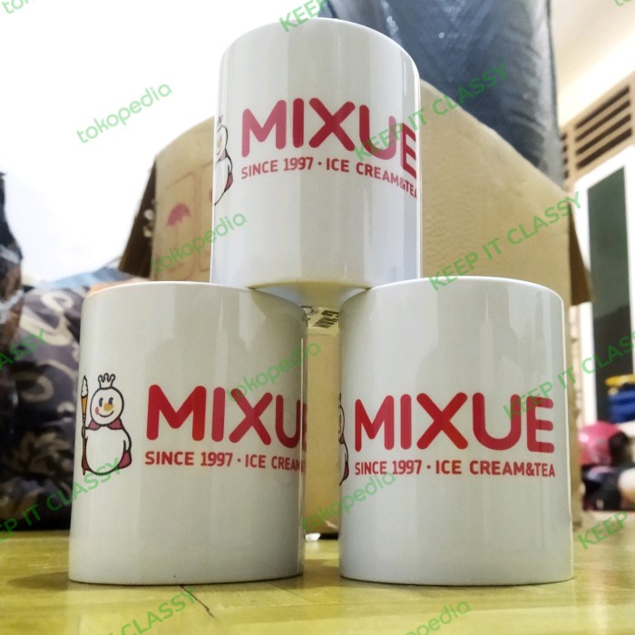 Jual Cetak Mug Custom Desain Logo Mixue Bahan Mug Keramik Import ...