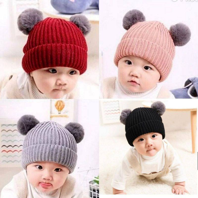 Jual Topi Kupluk anak polos / Topi Rajut Pom Polos anak laki laki ...