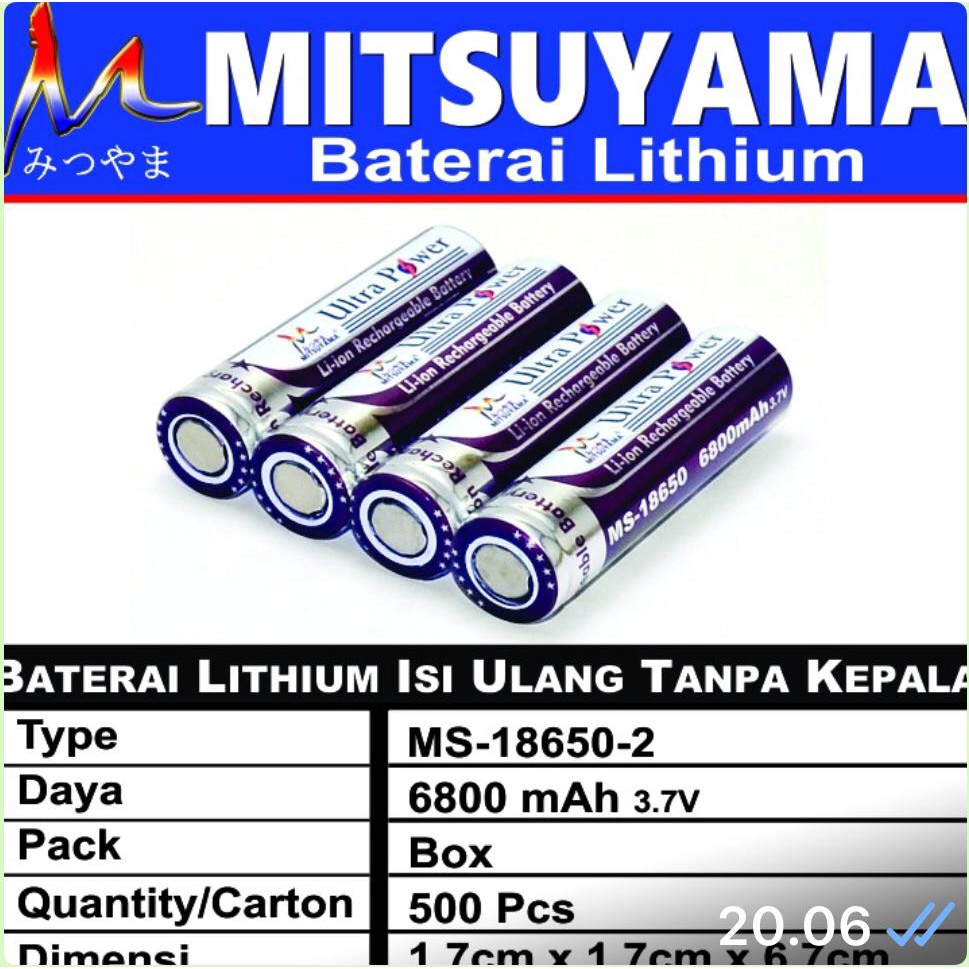 Jual Baterai Mitsuyama Lithium MS-18650-2 | Shopee Indonesia
