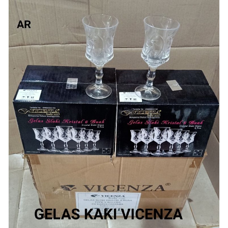 Jual GELAS KAKI VICENZA/GELAS SLOKI KRISTAL(6 BUAH)/ KHUSUS INSTANT(GOJEK) | Shopee Indonesia